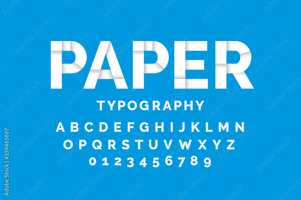 Paper font design, alphabet letters and numbers Stock Vector | Adobe Stock