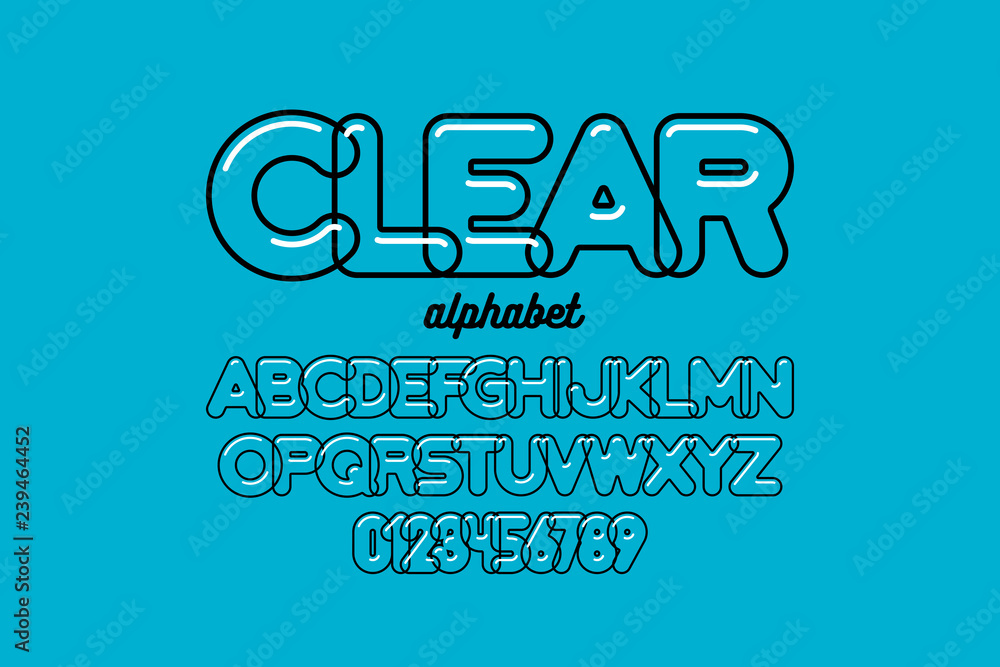 Modern transparent font design, alphabet letters and numbers Stock ...
