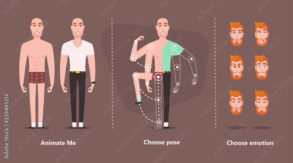 Vetor de Character man for animation. Isolated parts to create a need ...