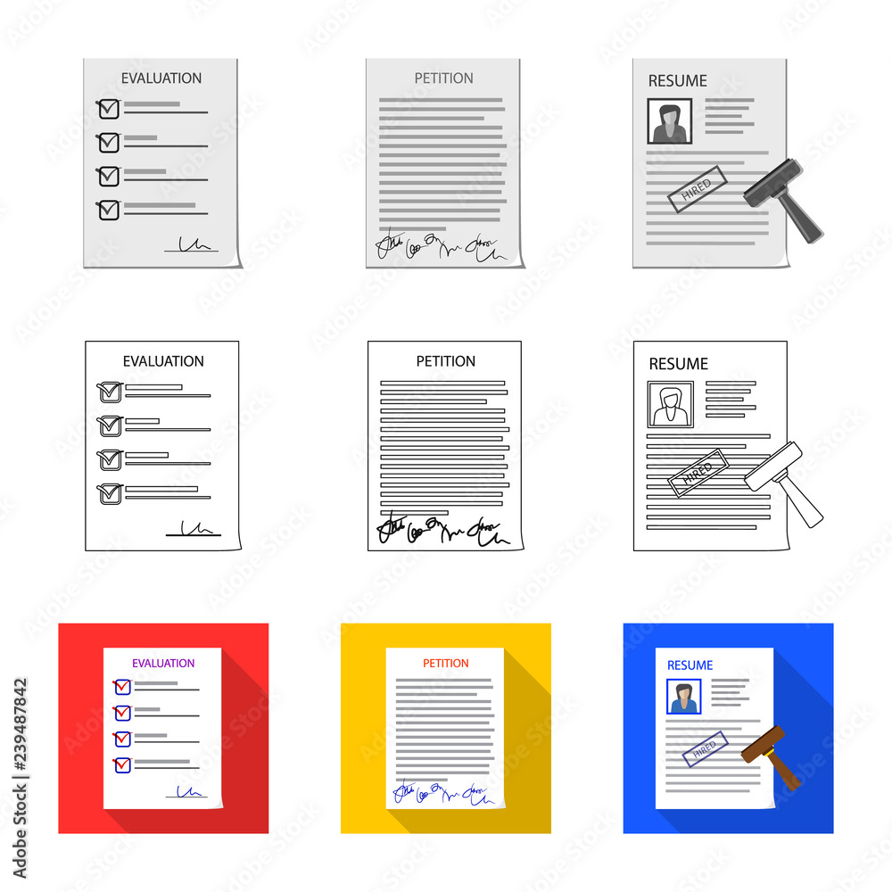 Vector illustration of form and document logo. Set of form and mark ...
