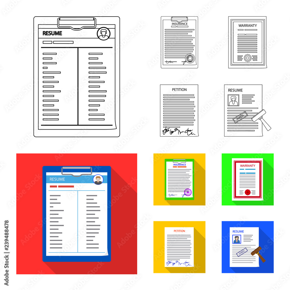 Isolated object of form and document logo. Set of form and mark vector ...