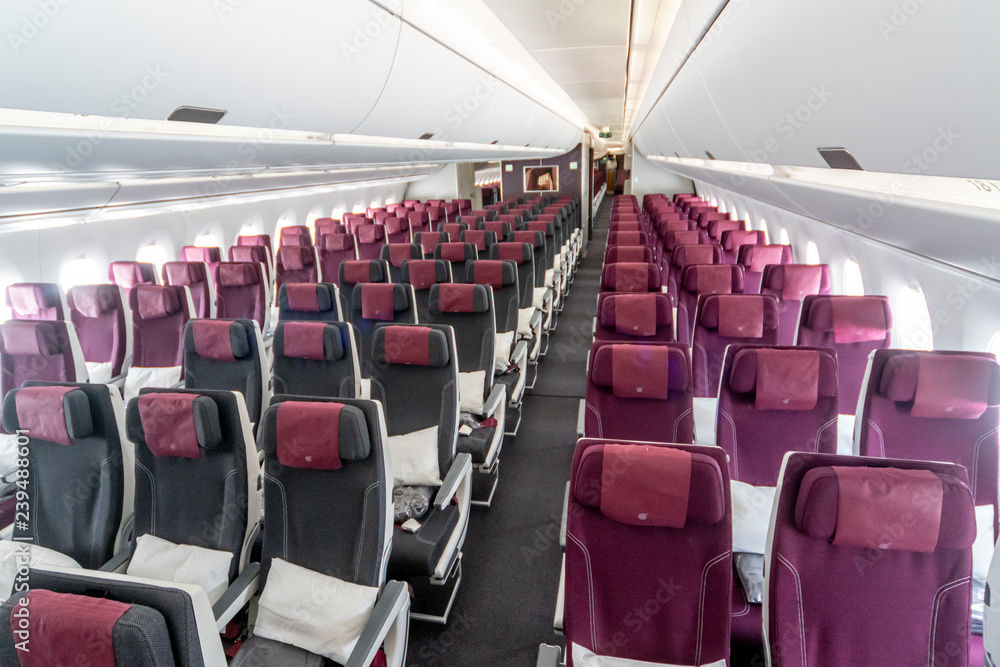 Interior of a Modern Passenger Aircraft Stock Photo | Adobe Stock