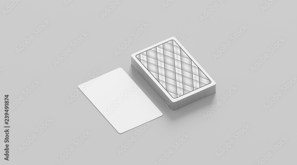 Blank white playing card with deck shirt mockup, isolated, 3d rendering ...
