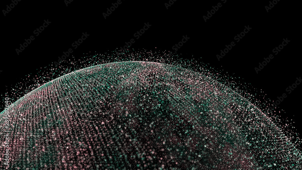 Abstract 3d sphere. Futuristic technology style. Sphere particles ...