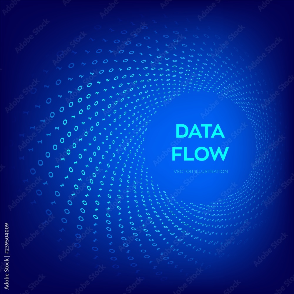 Data Flow Digital Code Binary Data Flow Virtual Tunnel Warp Coding Programming Or Hacking