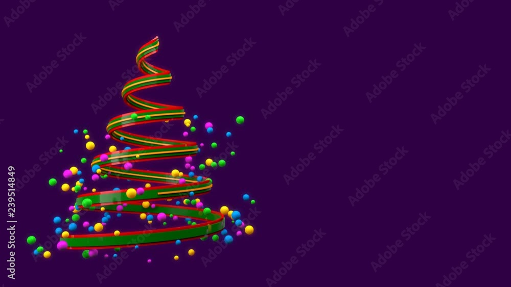 Abstract Colorful 3D Christmas Tree Banner. 3D Rendered Christmas tree ...
