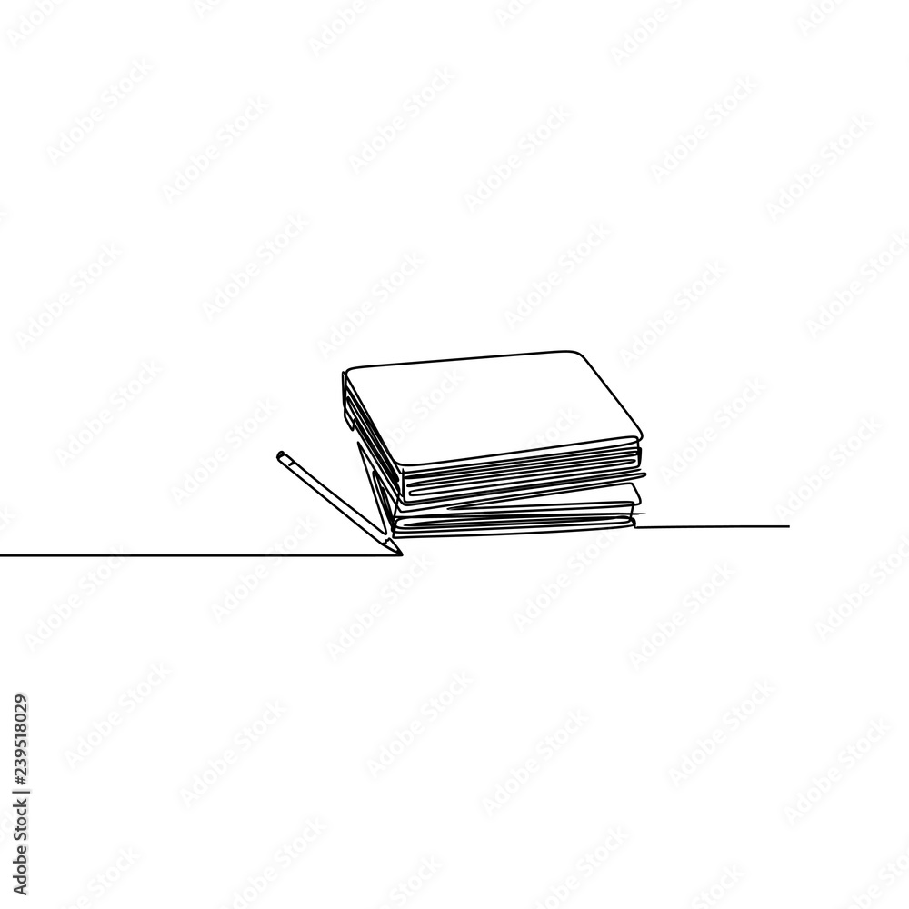 One line art drawing of books vector illustration. Study element with ...