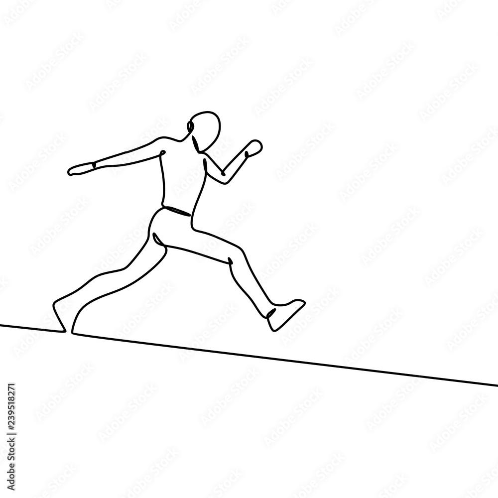 One line art drawing of a person running with a passion isolated on ...