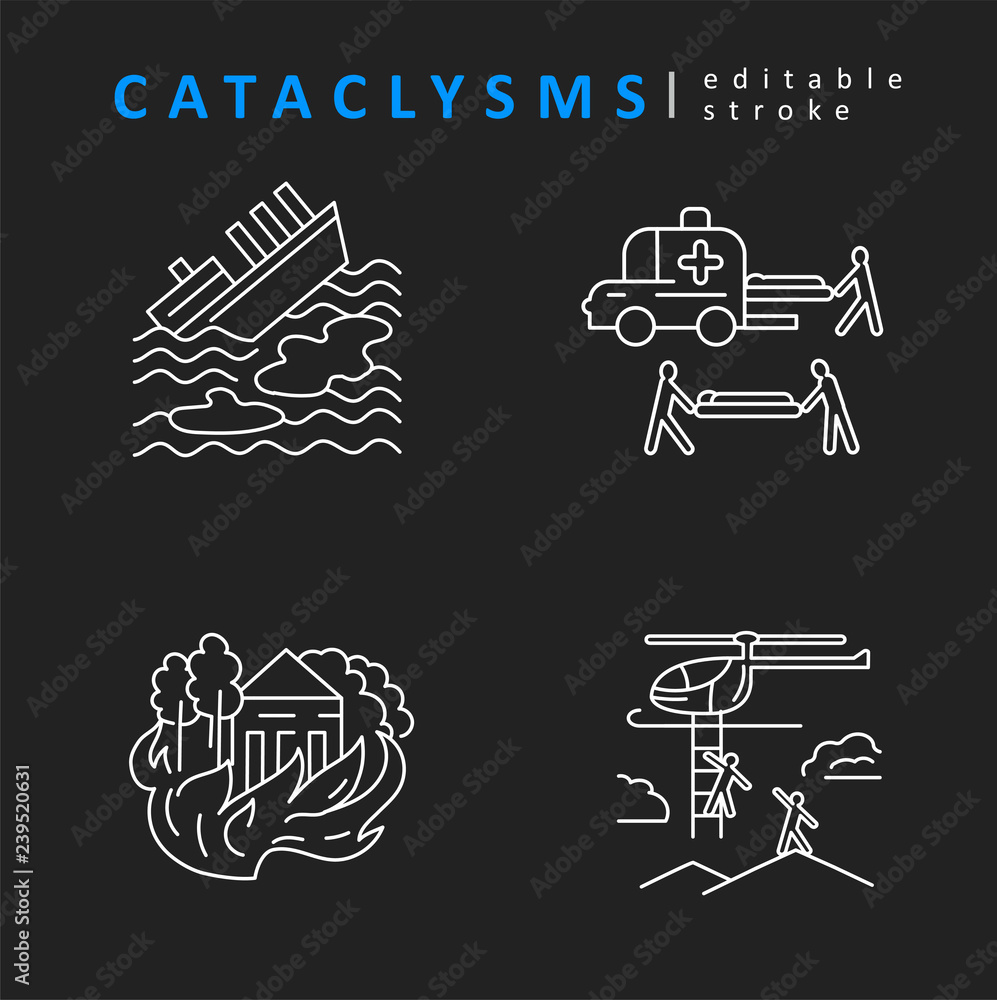 Cataclysms and natural disasters. Vector icon and logo. Editable ...