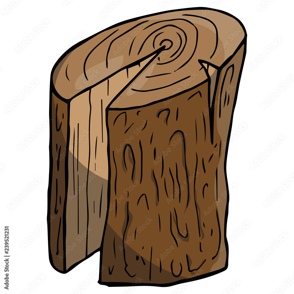 Log icon. Vector illustration of a log, wood texture. Hand drawn log ...