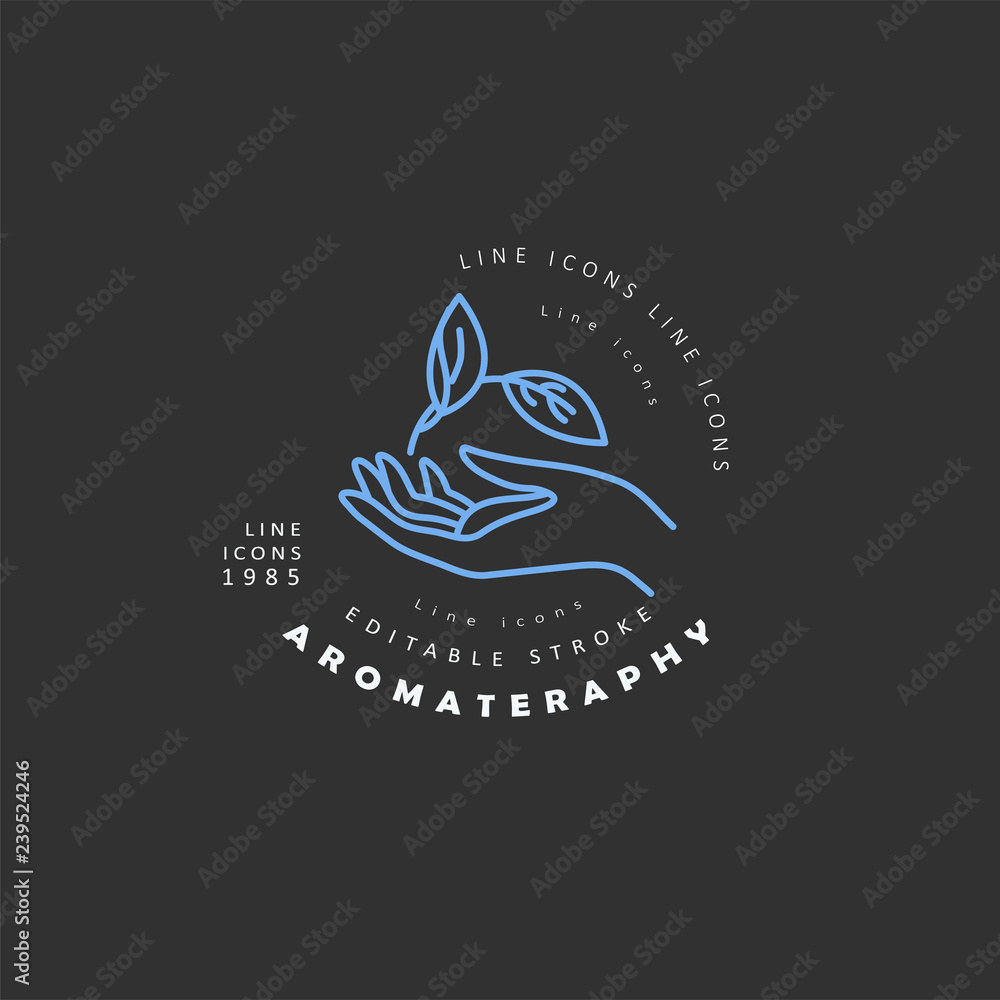 Vector icon and logo for aromatherapy. Editable outline stroke size ...
