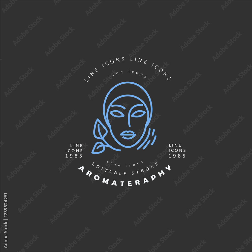 Vector icon and logo for aromatherapy. Editable outline stroke size ...