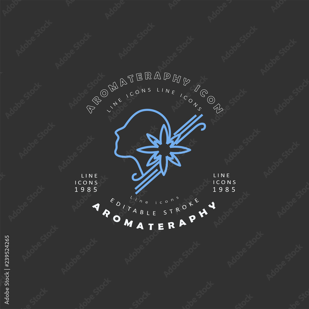 Vector icon and logo for aromatherapy. Editable outline stroke size ...