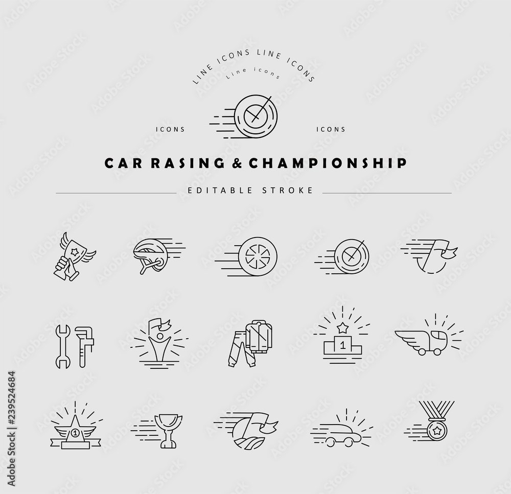Vector icon and logo for car racing and championship. Editable outline ...