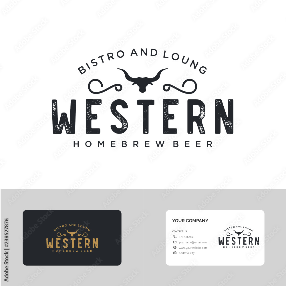 Vintage Country Emblem Typography for Western Bar/Restaurant Logo ...