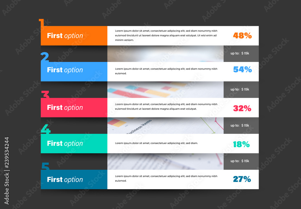 Infographic Table With Colored Rows Layout Stock 템플릿 | Adobe Stock