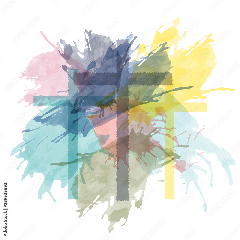 Christian worship and praise. Three crosses with watercolor splashes ...