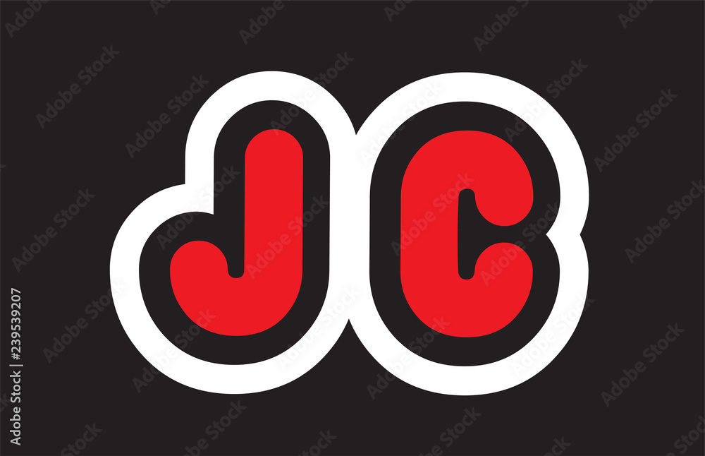 black white red alphabet letter jc j c logo company icon design Stock ...
