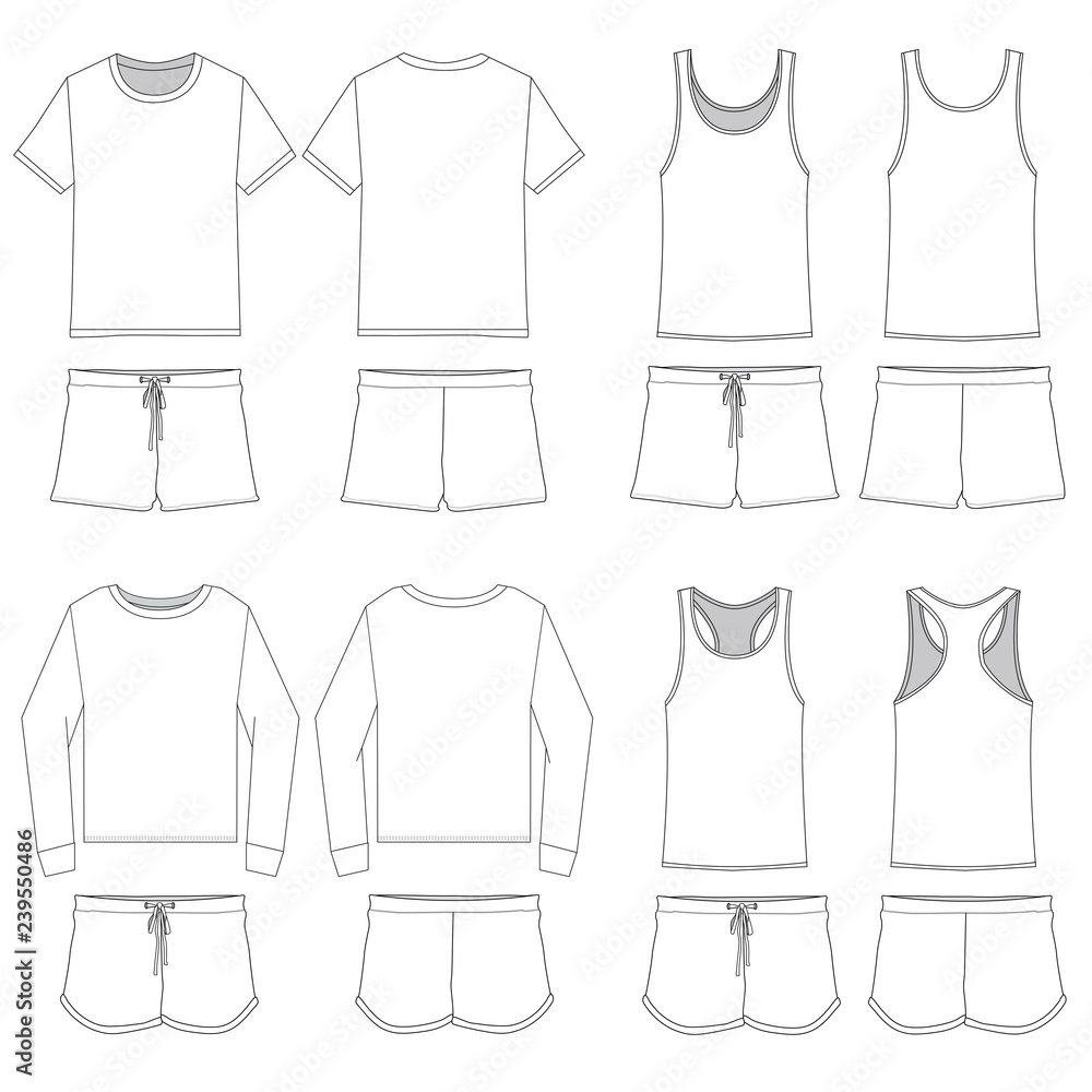 Vector template for Women's Pajama Combinations Stock Vector | Adobe Stock