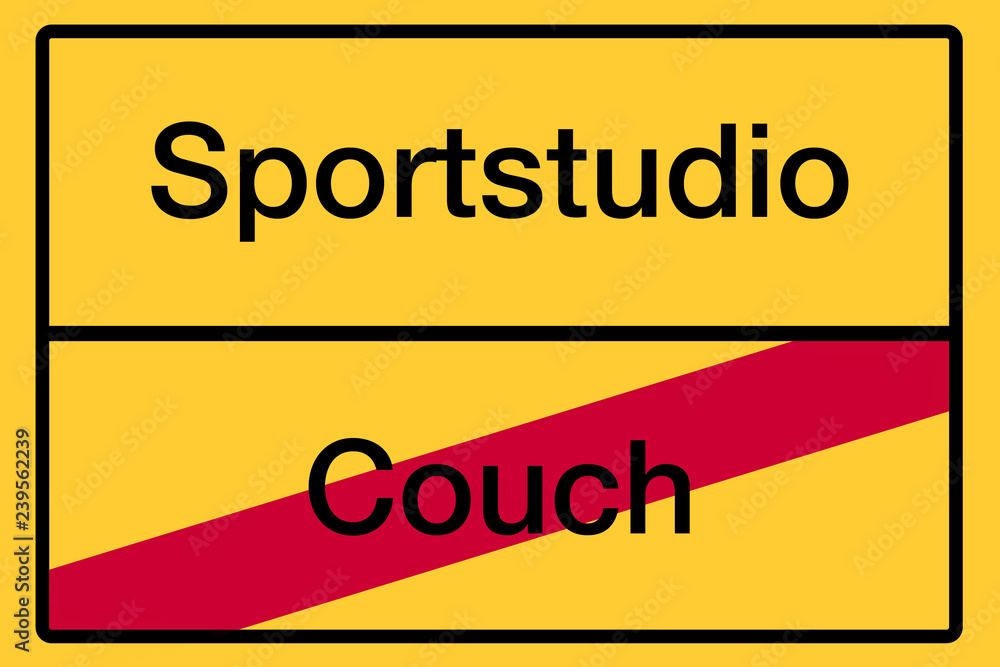 Ortsschild mit Beschriftung "Sportstudio - Couch" als Symbolbild Stock ...