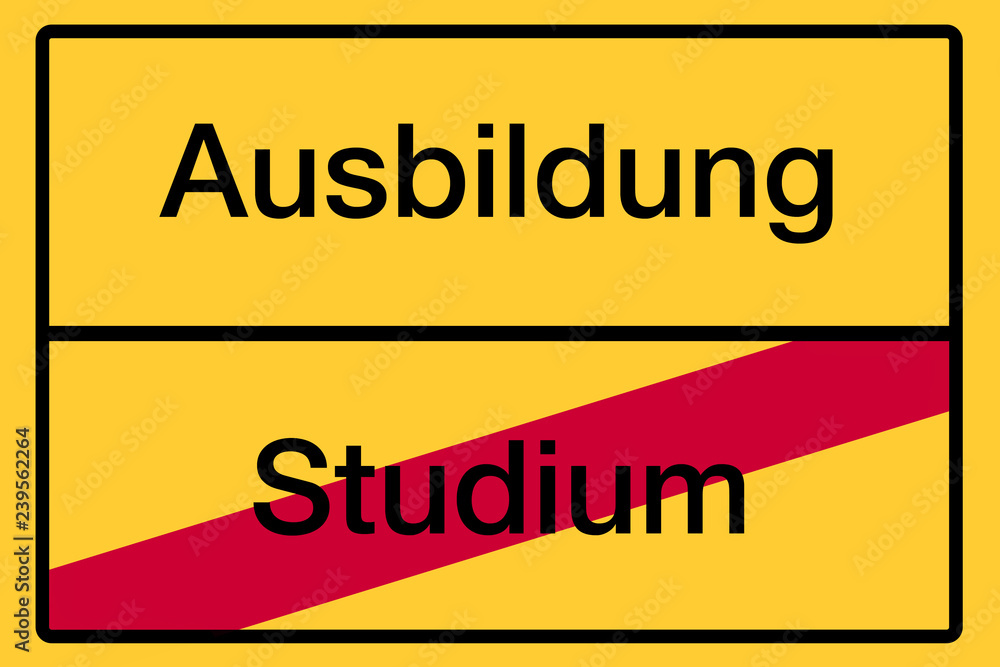 Ortsschild mit Beschriftung "Ausbildung - Studium" als Symbolbild Stock ...
