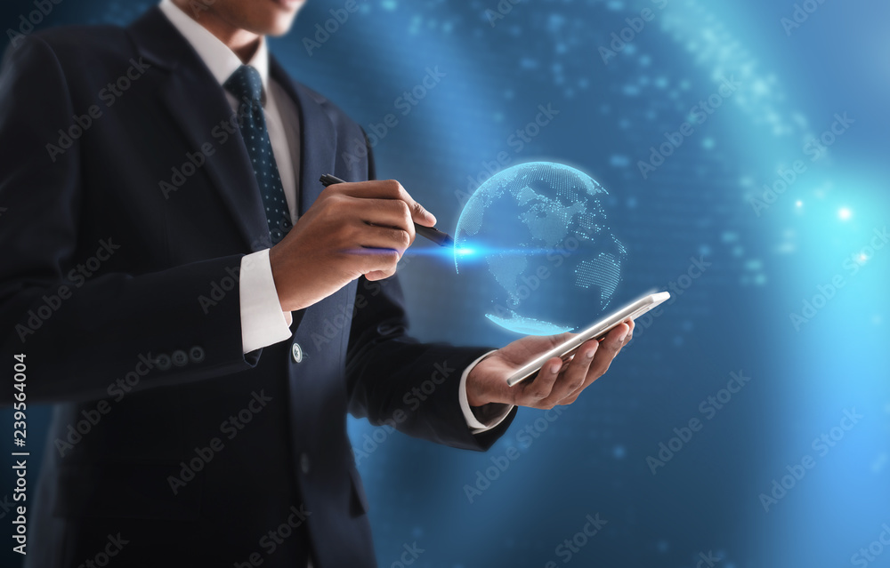 concept of innovation and technology, Business person working with ...