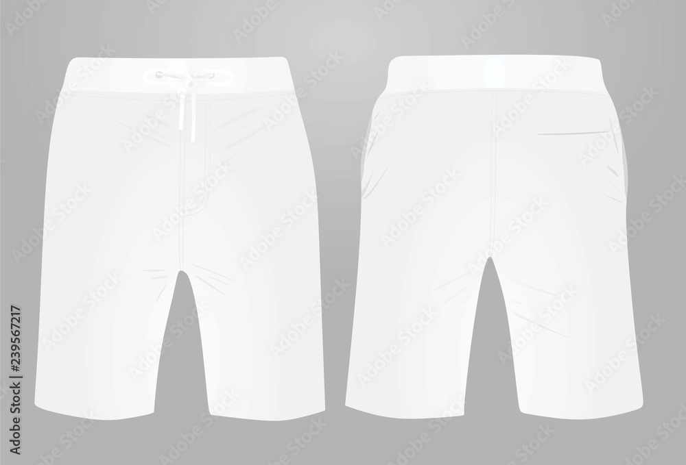 White shorts, front and back view, vector illustration Stock Vector ...