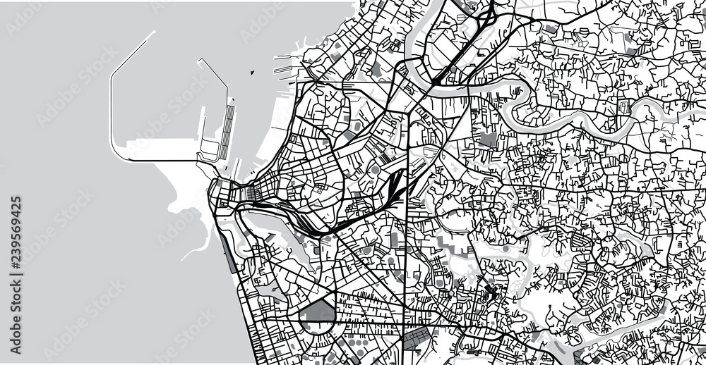 Urban vector city map of Colombo, Sri Lanka Stock Vector | Adobe Stock