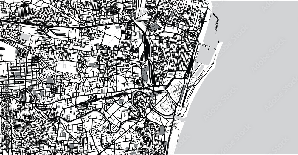 Urban vector city map of Chennai, India Stock Vector | Adobe Stock