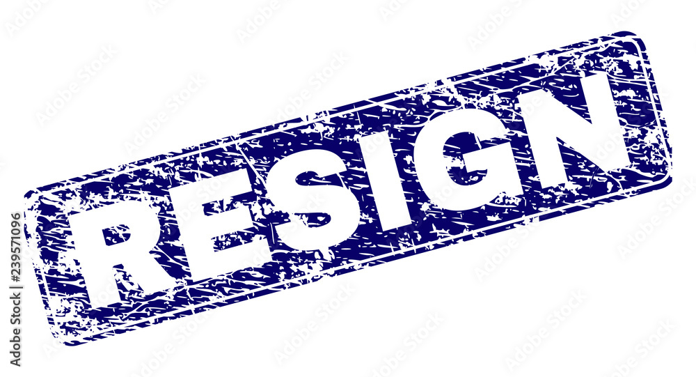 RESIGN stamp seal imprint with grunge texture. Seal shape is a rounded ...