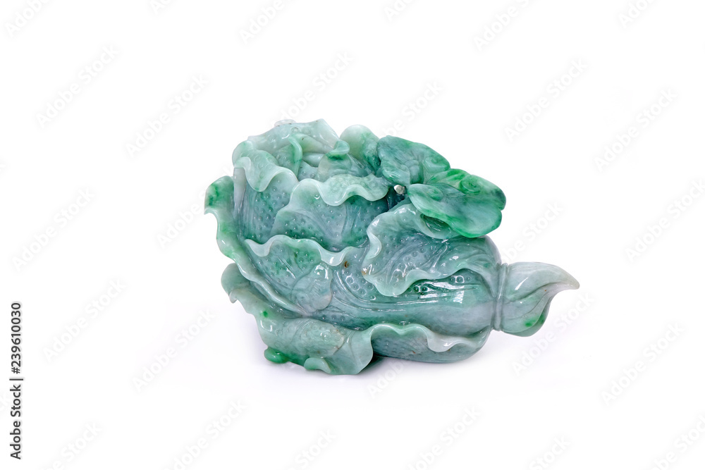 Jade : Green jade (jadite) scupture in cubbage shaped, symbol of ...