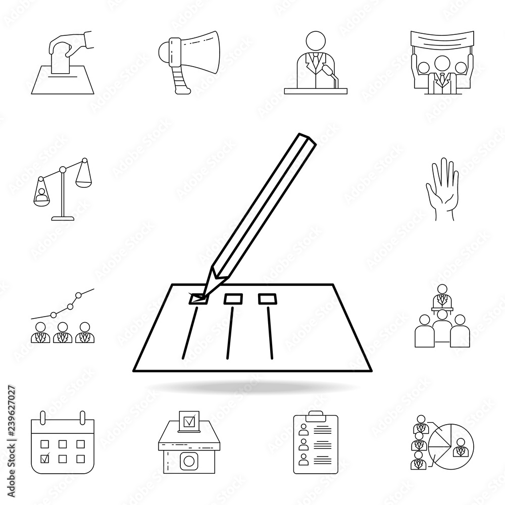 sample sheet icon. Detailed outline set of elections element icons ...