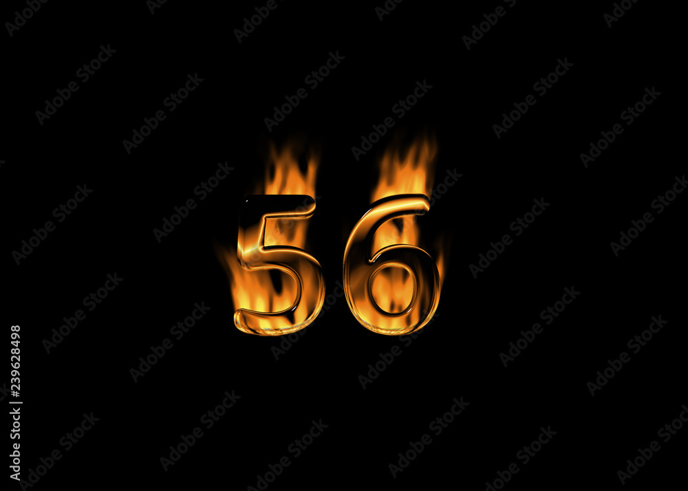 3D number 56 with flames black background Stock Illustration | Adobe Stock
