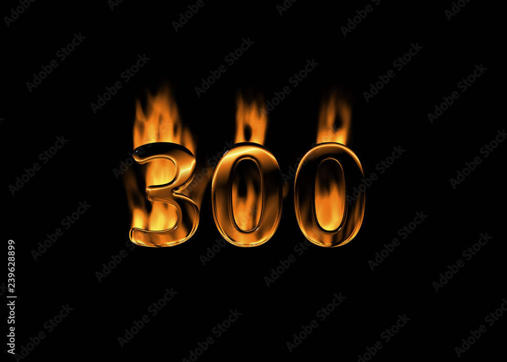 3D number 300 with flames black background Stock Illustration | Adobe Stock