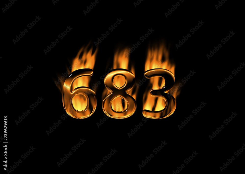 3D number 683 with flames black background Stock Illustration | Adobe Stock