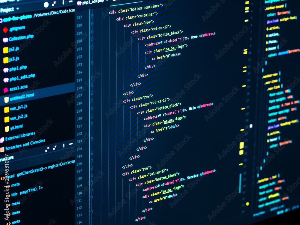 Html5 Main Menu In Code Editor For Website Development Implementing Seo Concepts For Better