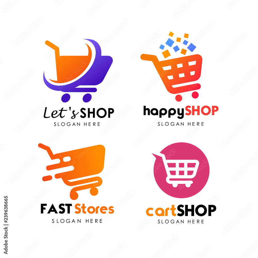 shopping logo design vector Stock Vector | Adobe Stock