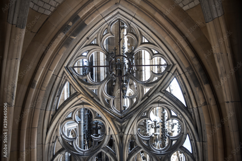 A gothical architecture of an ancient church is seen on this image. The ...