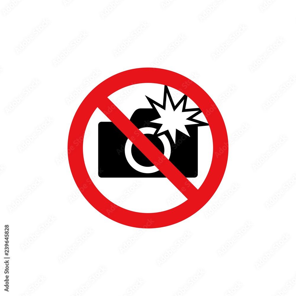 Prohibition sign (pictogram) / Do not use flash photographs Stock ...