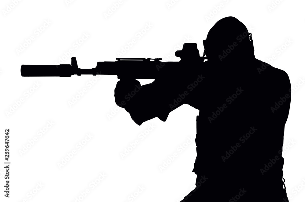 Vector image of a SWAT fighter. Stock Illustration | Adobe Stock