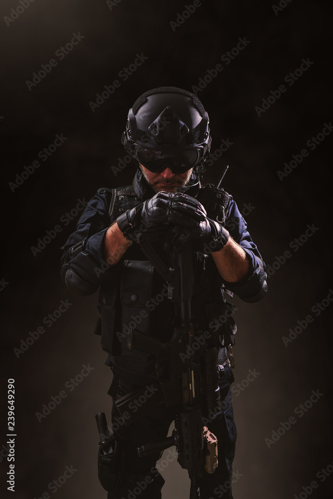 special forces soldier police, swat team member Stock Photo | Adobe Stock