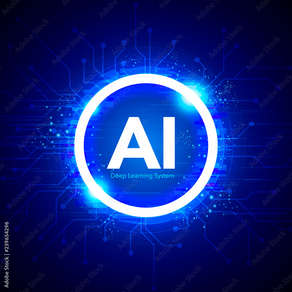 Vector Illustration artificial Intelligence landing page. Website template for ai machine deep ...