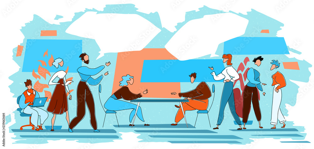 Businessmen debating, comparing two ideas, things or strategies ...