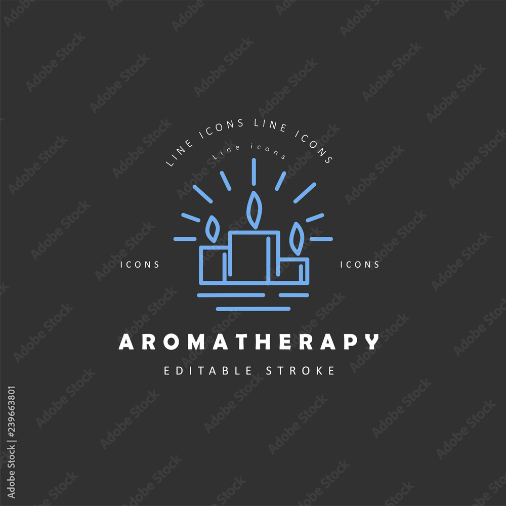Vector icon and logo for aromatherapy. Editable outline stroke size ...