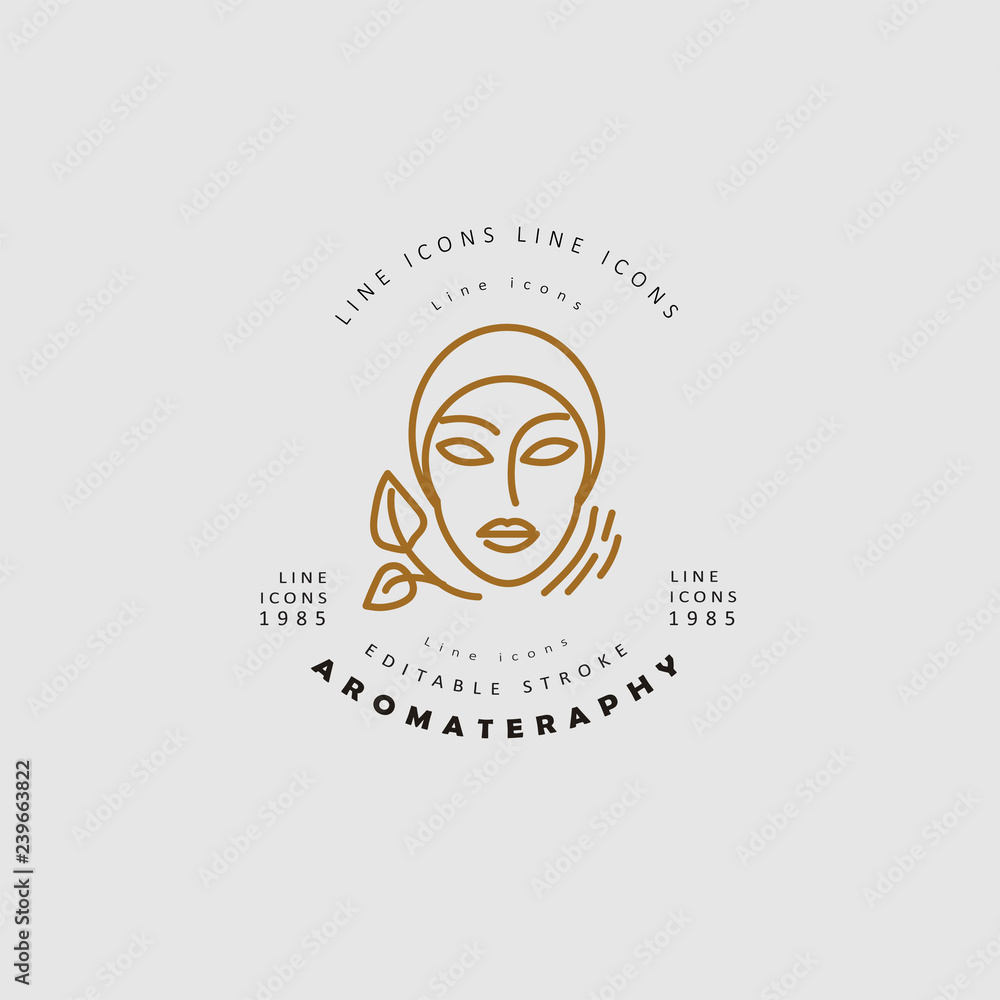 Vector icon and logo for aromatherapy. Editable outline stroke size ...