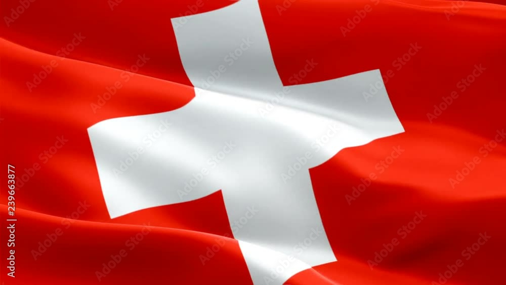 Switzerland waving flag. National 3d Swiss flag waving. Sign of ...