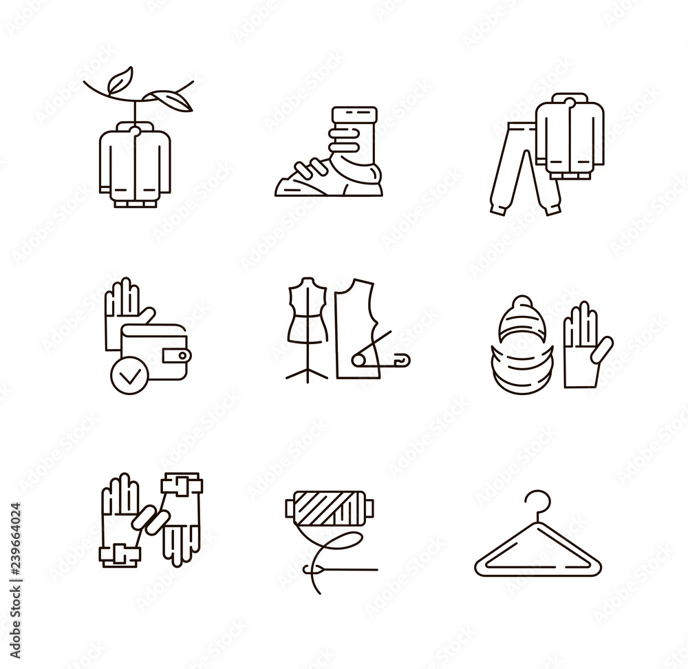 Vector Icon And Logo For Clothes And Accessories Editable Outline Stroke Size Line Flat