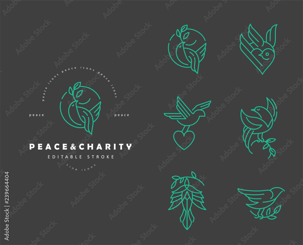 Vector icon and logo peace and charity. Editable outline stroke size ...