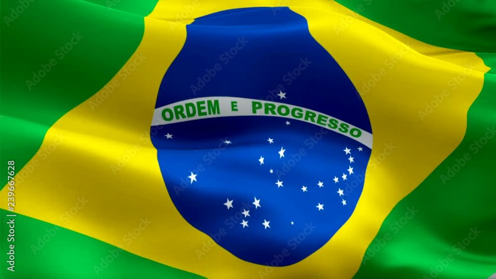 Brazilian flag Closeup 1080p Full HD 1920X1080 footage video waving in ...