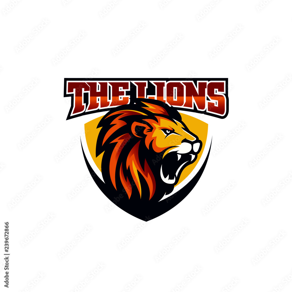 Roaring lion logo template design Stock Vector | Adobe Stock